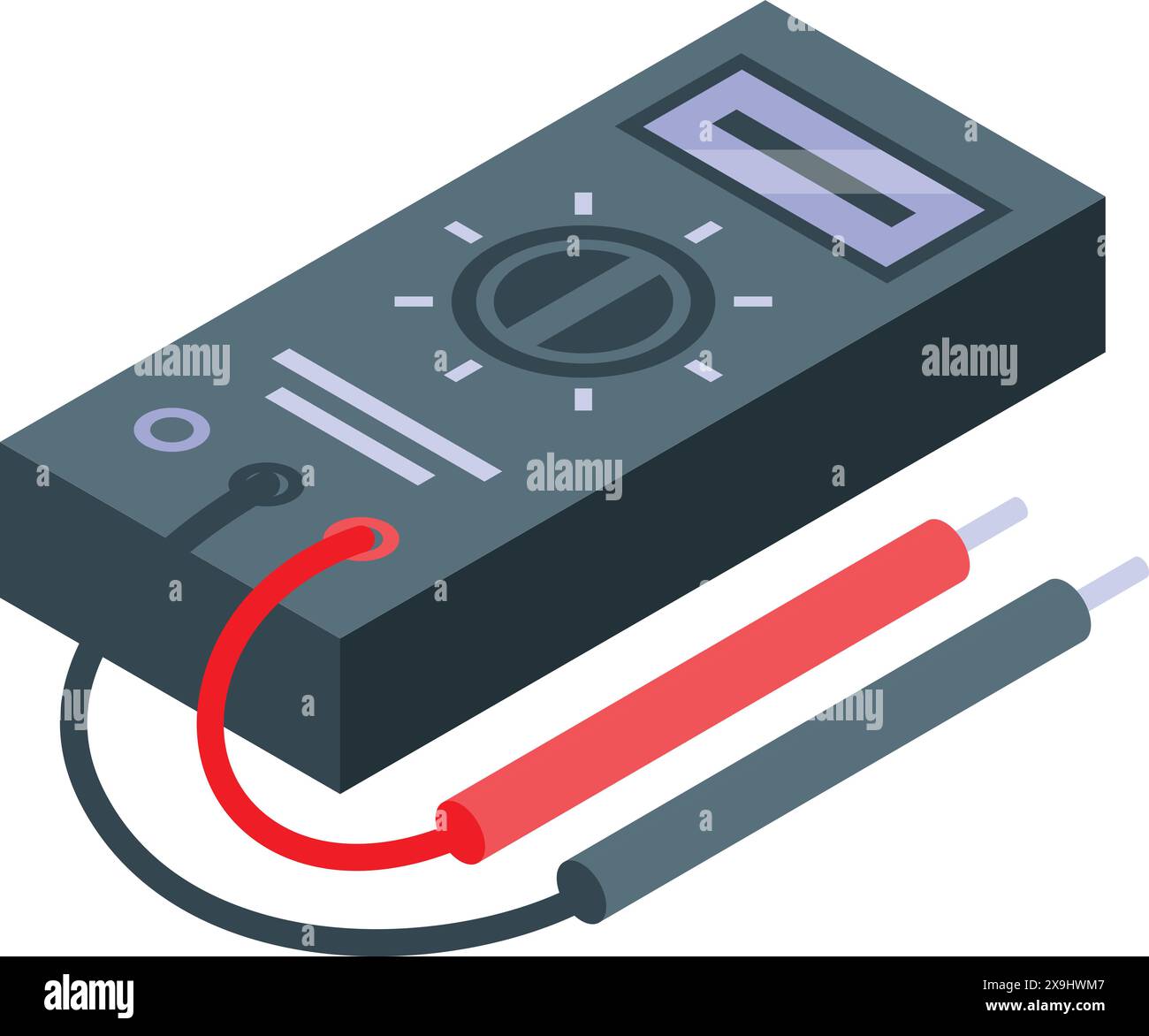 Isometric vector of a digital multimeter with probes, ideal for ...