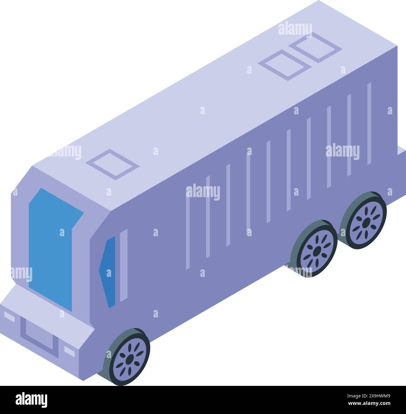 Detailed 3d isometric illustration of a purple garbage truck for ...