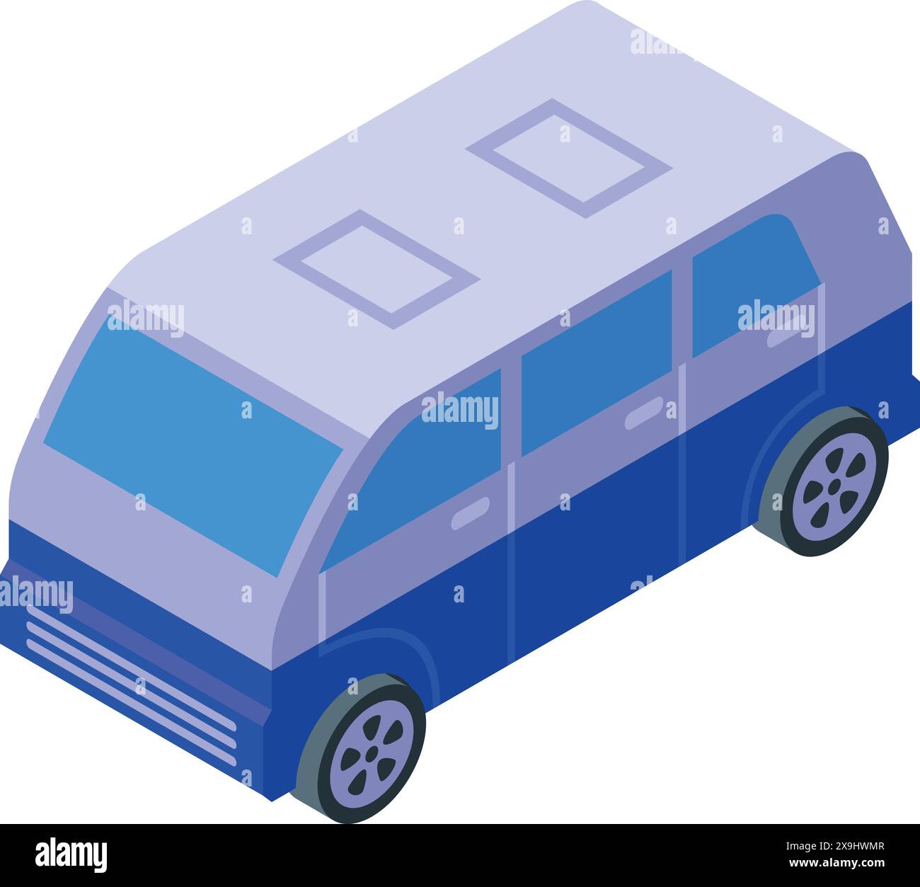 3d isometric illustration of a blue mini van, perfect for ...