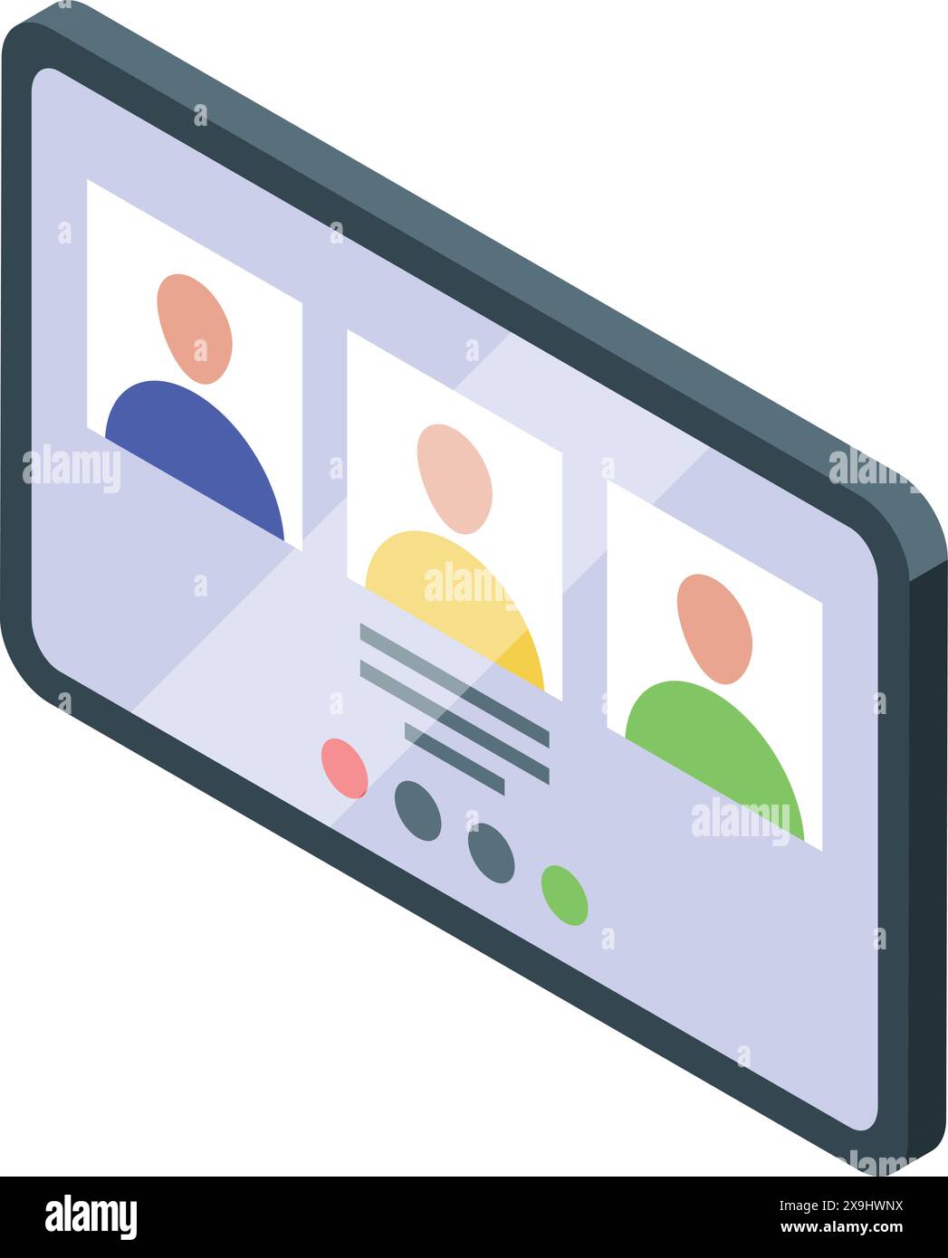 3d isometric icon depicting a digital photo gallery app with user ...