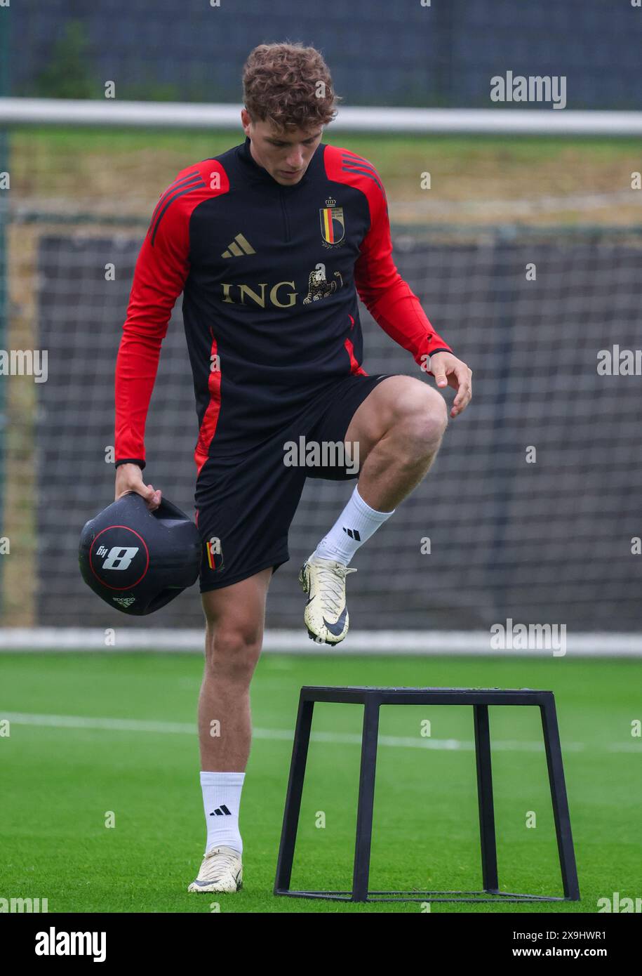 Belgium's Arne Engels pictured in action during a training session of ...