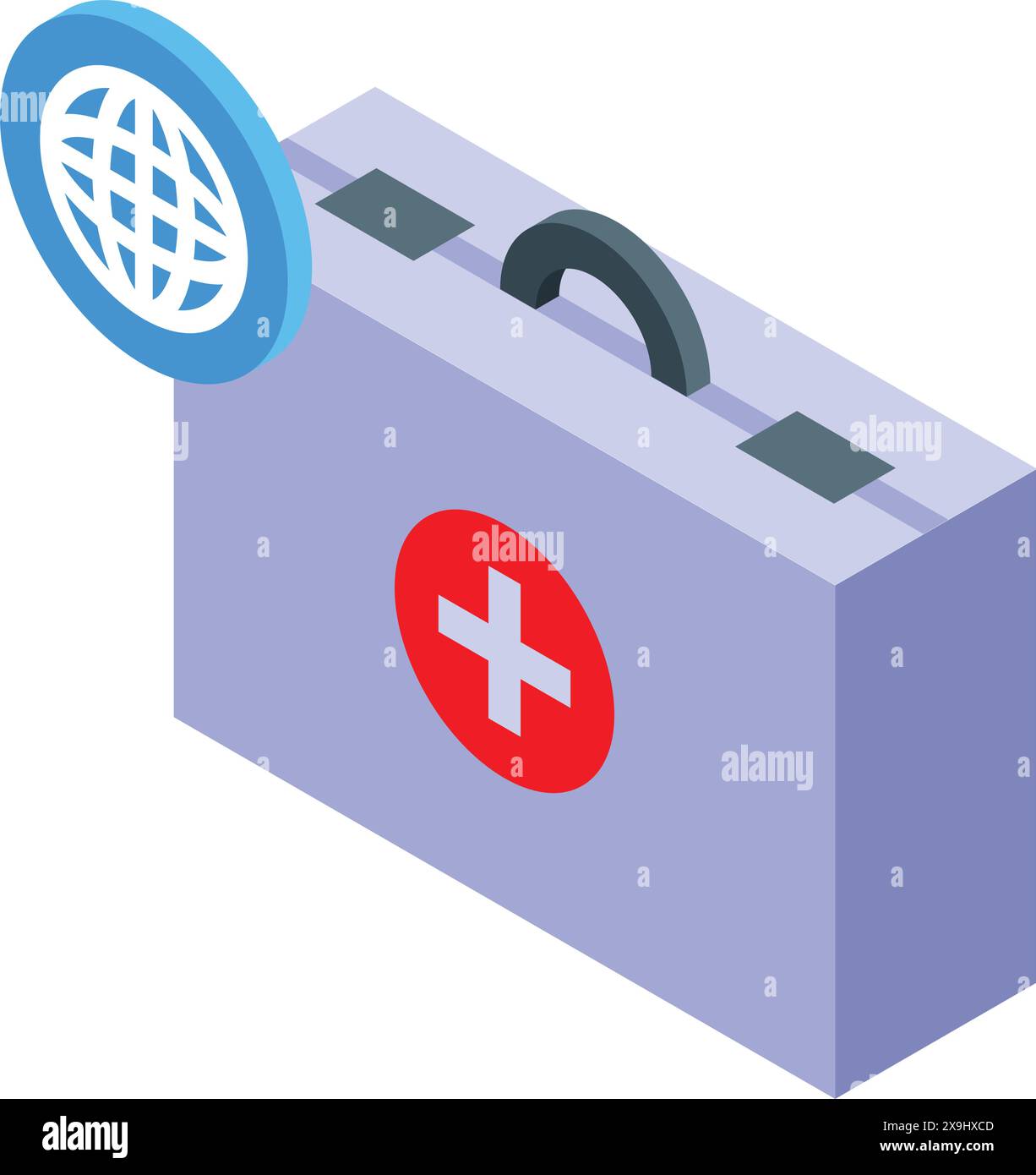 3d isometric illustration of a first aid kit with a red medical cross ...