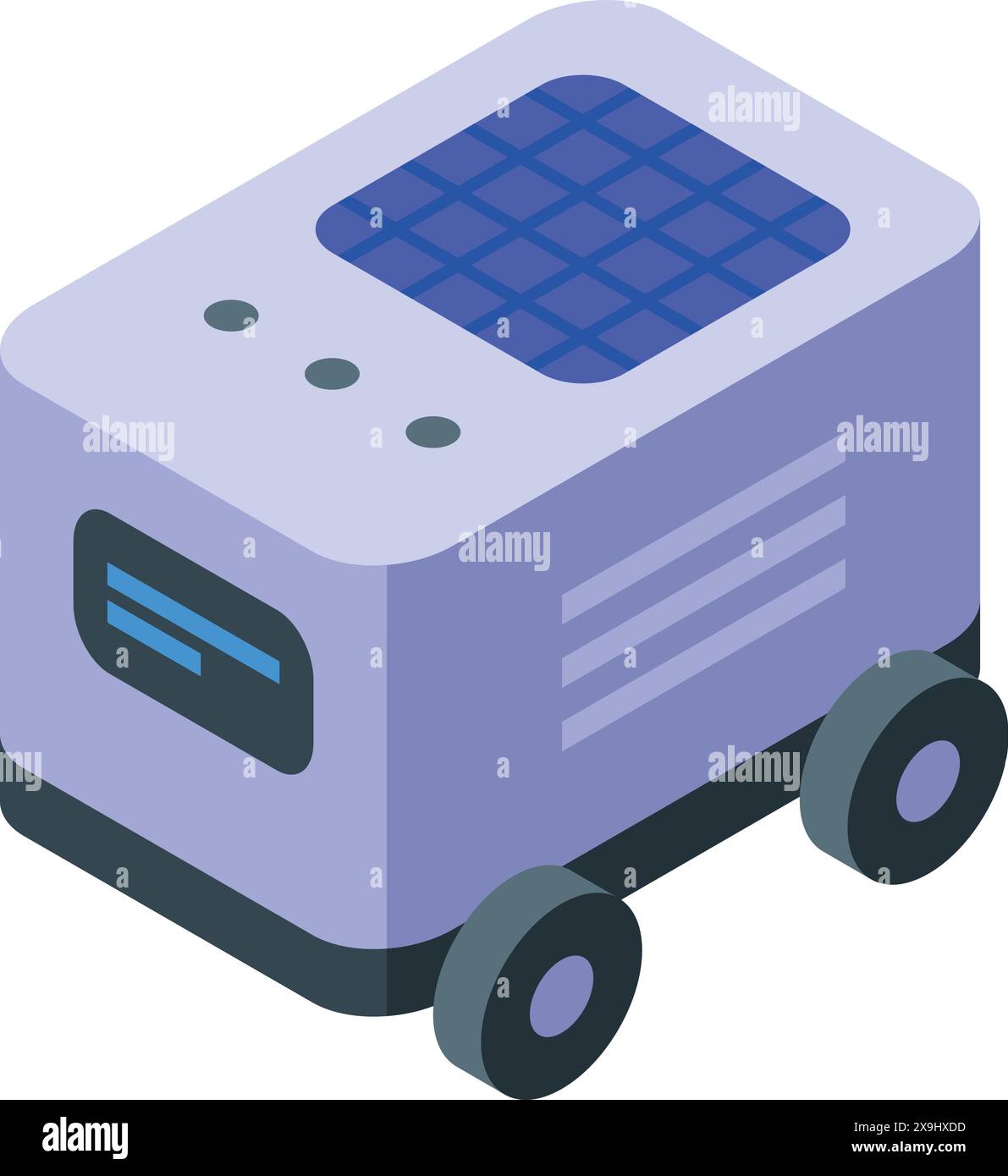 3d isometric view of a compact portable solarpowered generator with ...