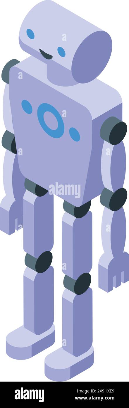 3d vector graphic of a futuristic robot in an isometric perspective ...