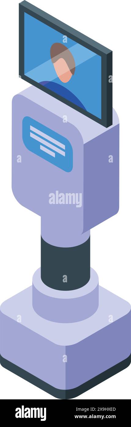 Isometric illustration of a modern interactive kiosk with a digital interface Stock Vector Image ...