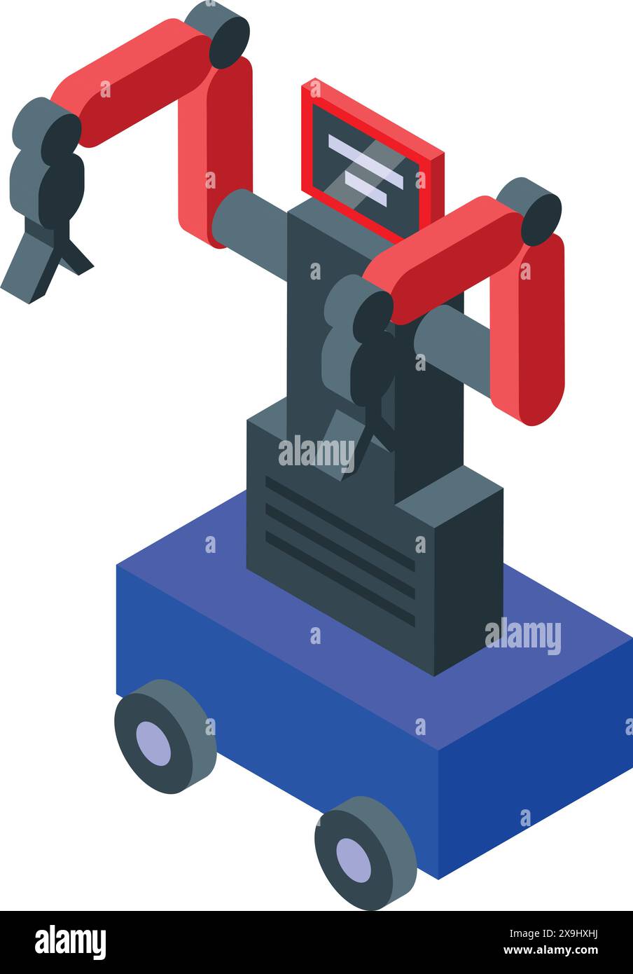 Vector illustration of a modern isometric industrial robot used for ...