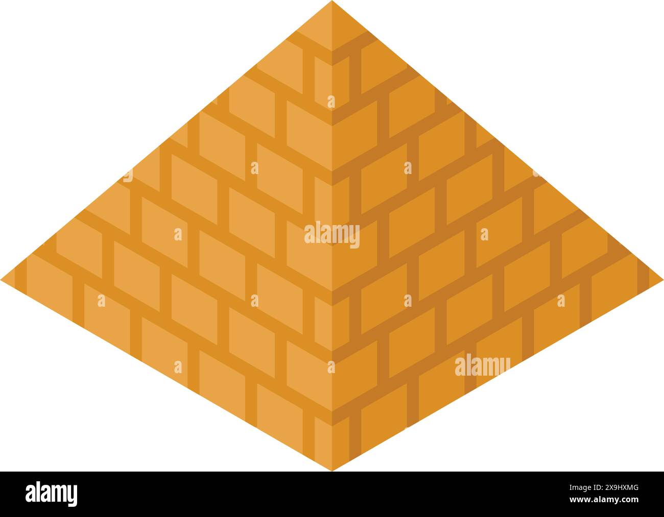 Digital illustration of a 3d orange brick pyramid in isometric view on ...