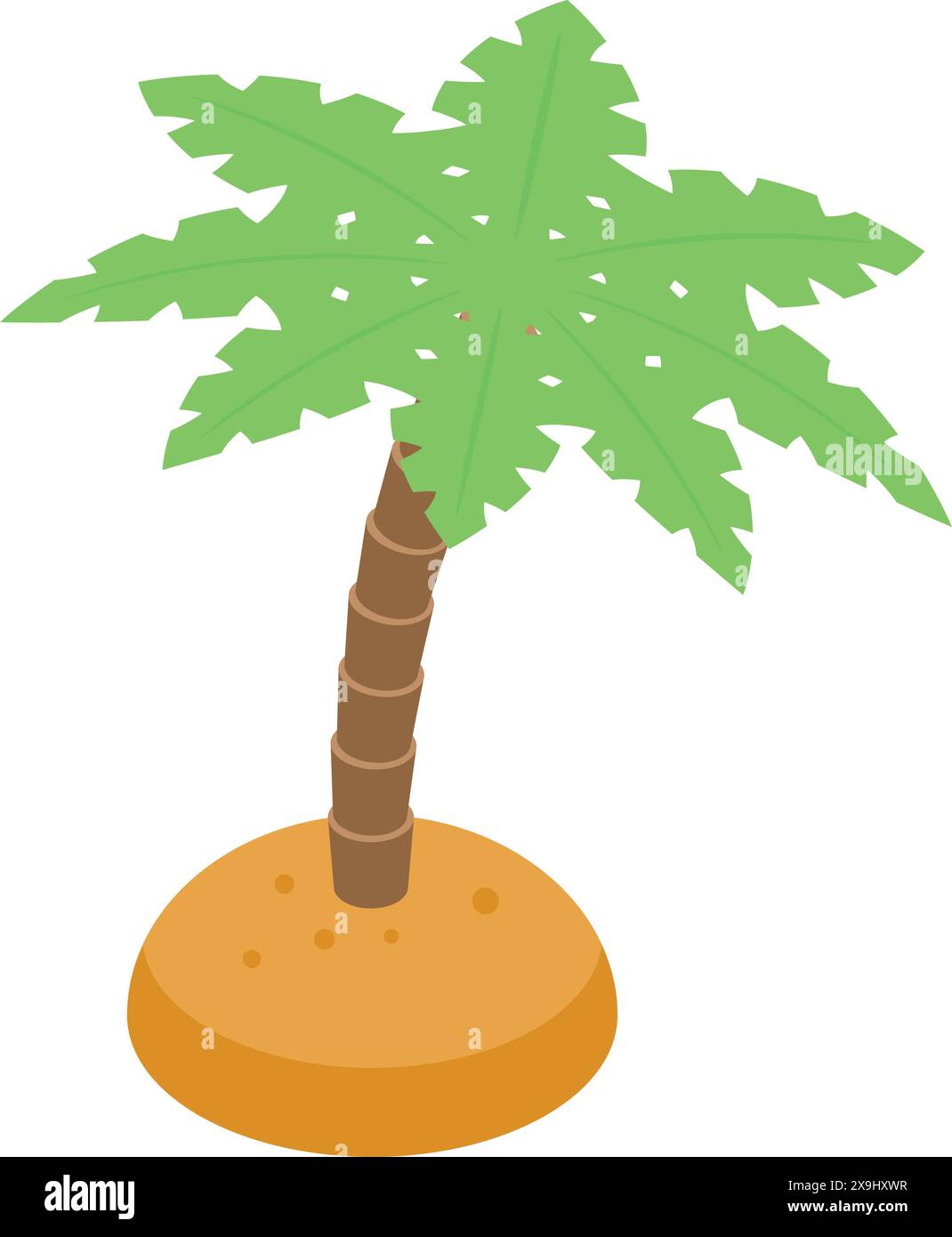 Isometric vector graphic of a palm tree on a small sand island, ideal ...
