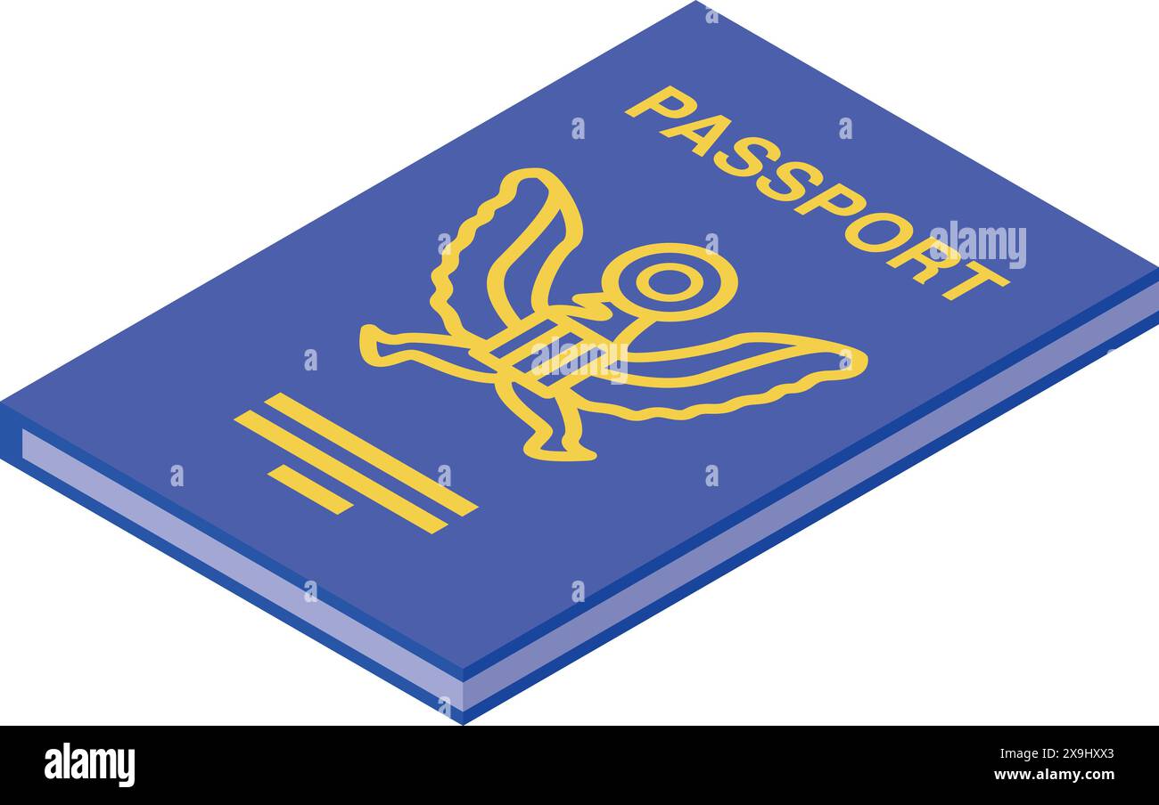 3d digital image of a blue passport with a gold emblem, ideal for ...