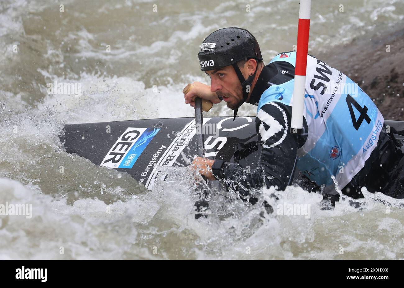 01 June 2024, Bavaria, Augsburg: Canoe/Slalom: World Cup, Canadier ...