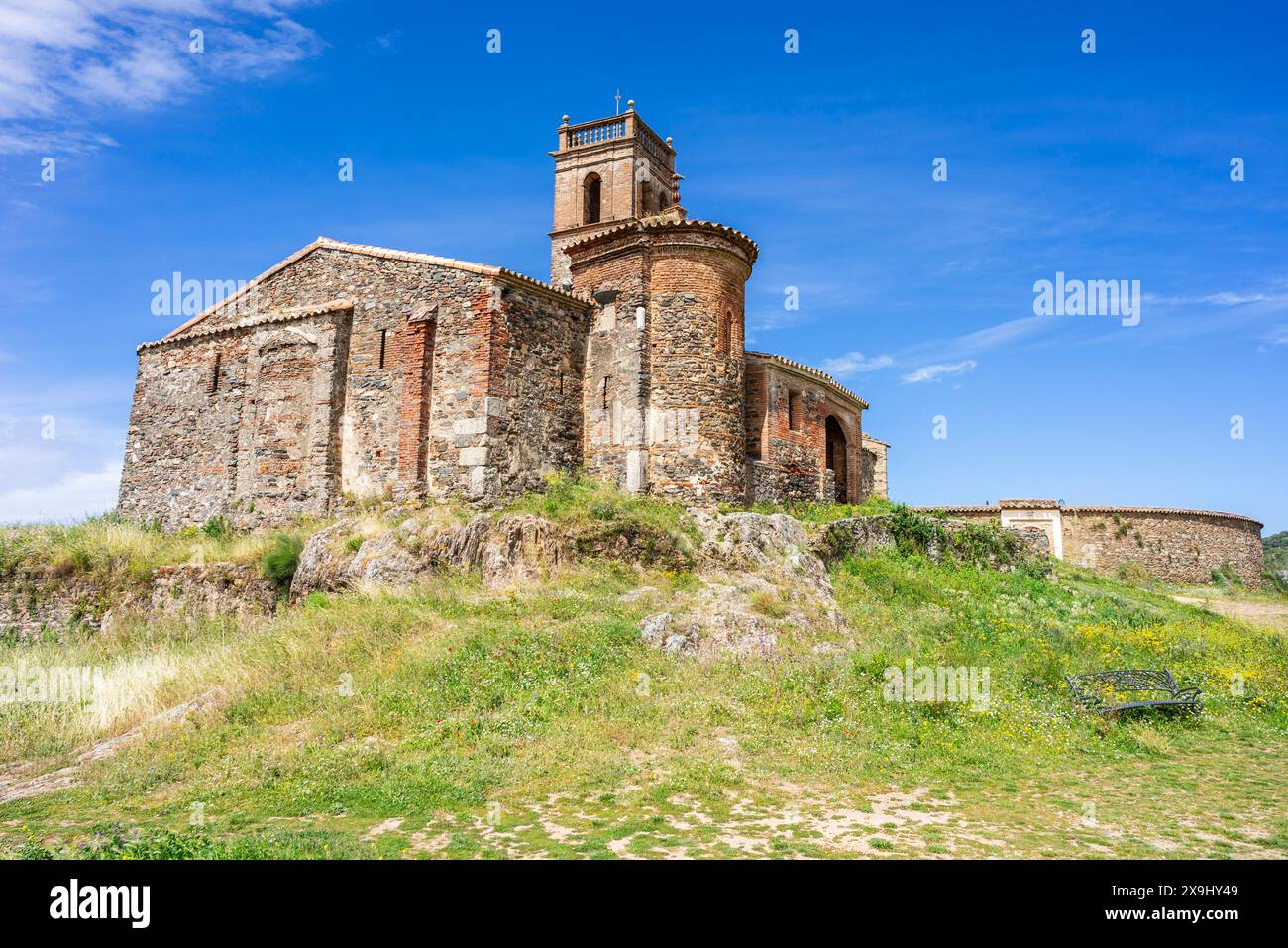 Almonaster castle, on the remains of a 6th century Visigothic basilica ...