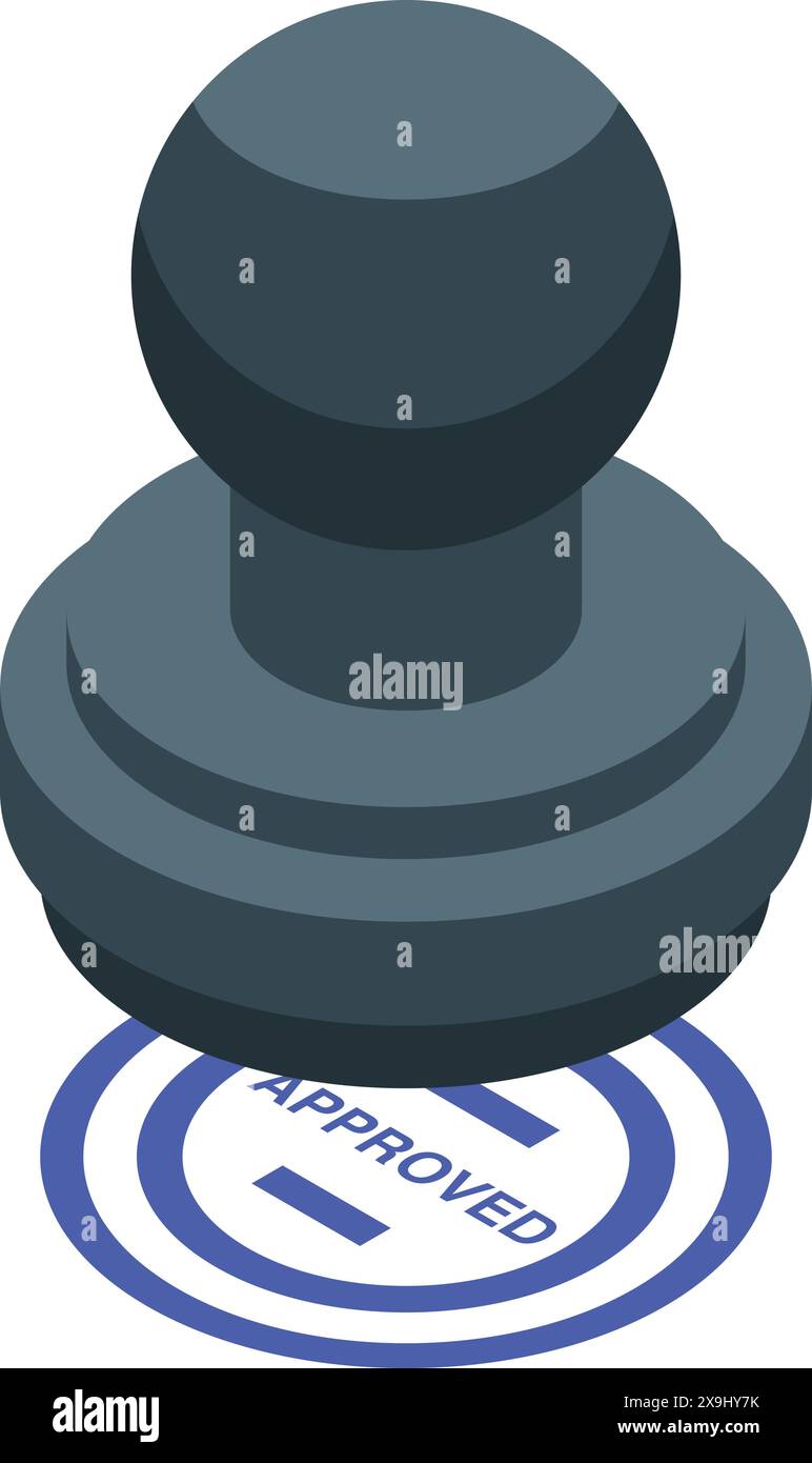 Isometric rubber stamp icon for official document approval ...
