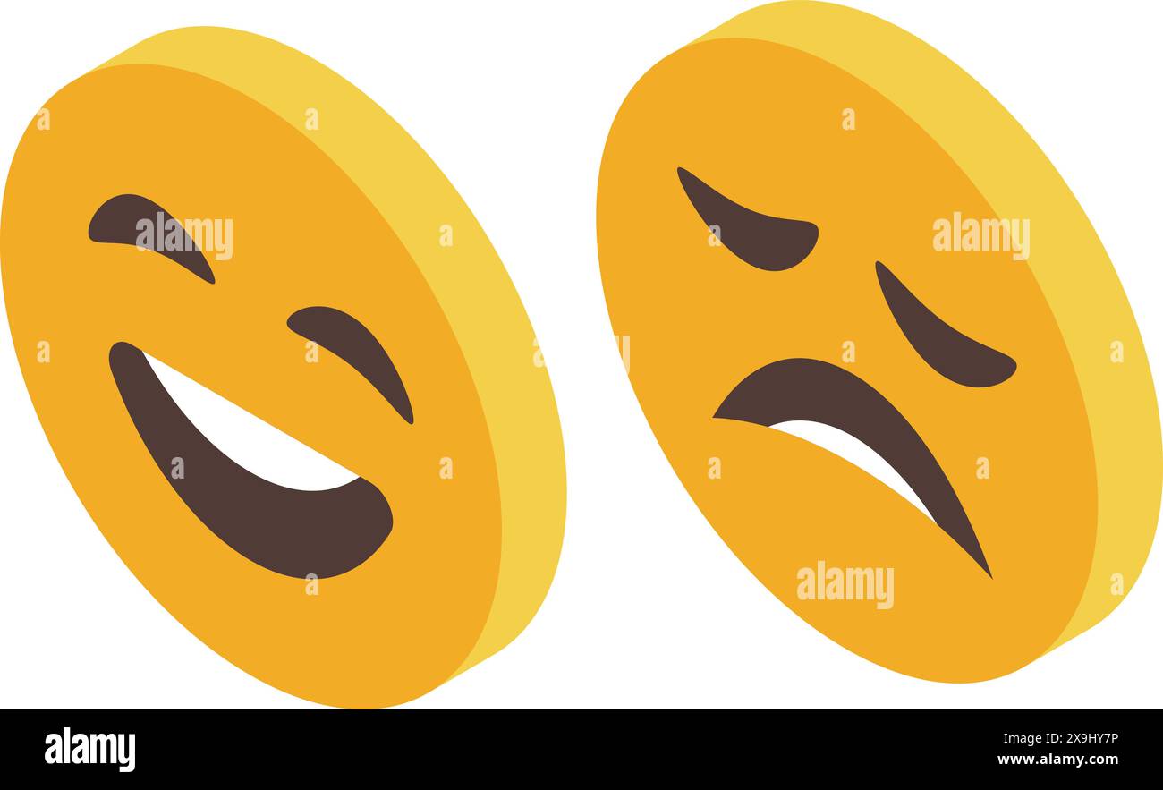 Dual emoji illustration expressing laughter and sorrow, isolated on ...