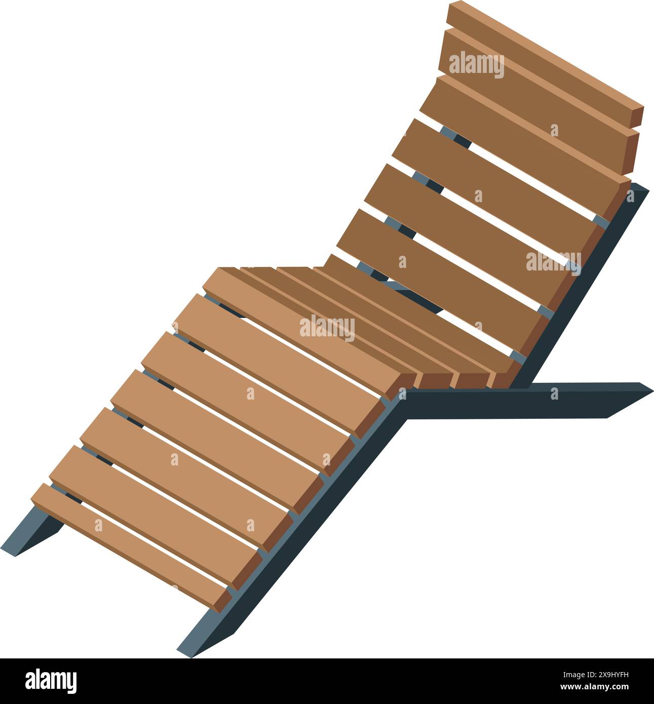 Vector illustration of a contemporary wooden lounge chair isolated on a ...
