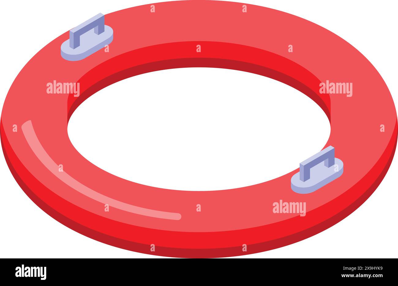 Vibrant 3d isometric illustration of a red lifesaver flotation ring ...