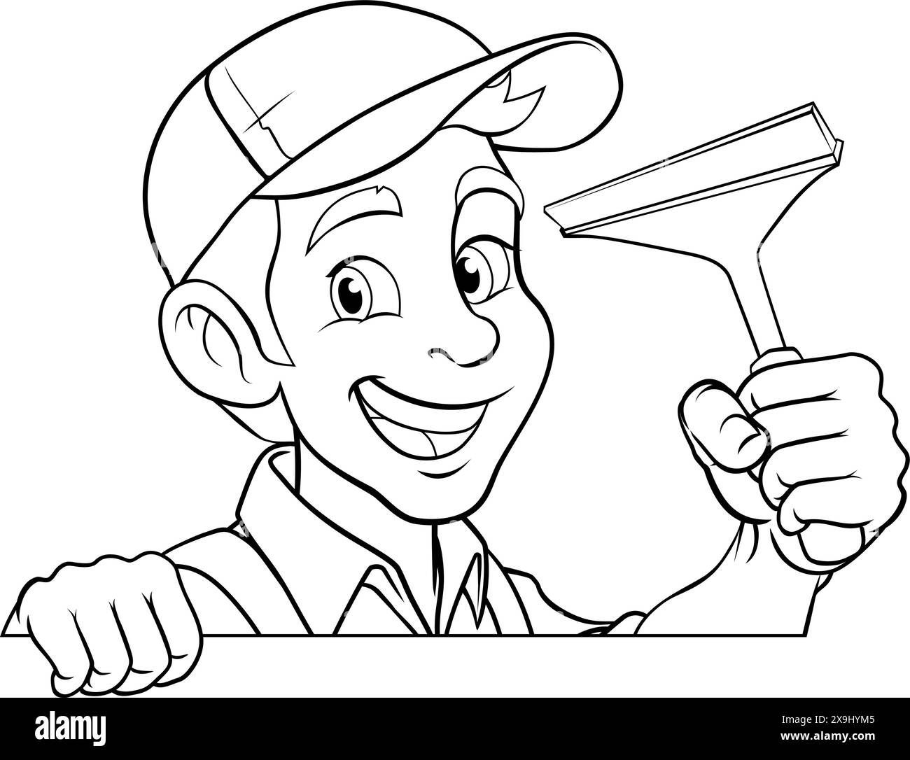 Window Cleaner Cartoon Car Wash Squeegee Man Stock Vector Image & Art ...