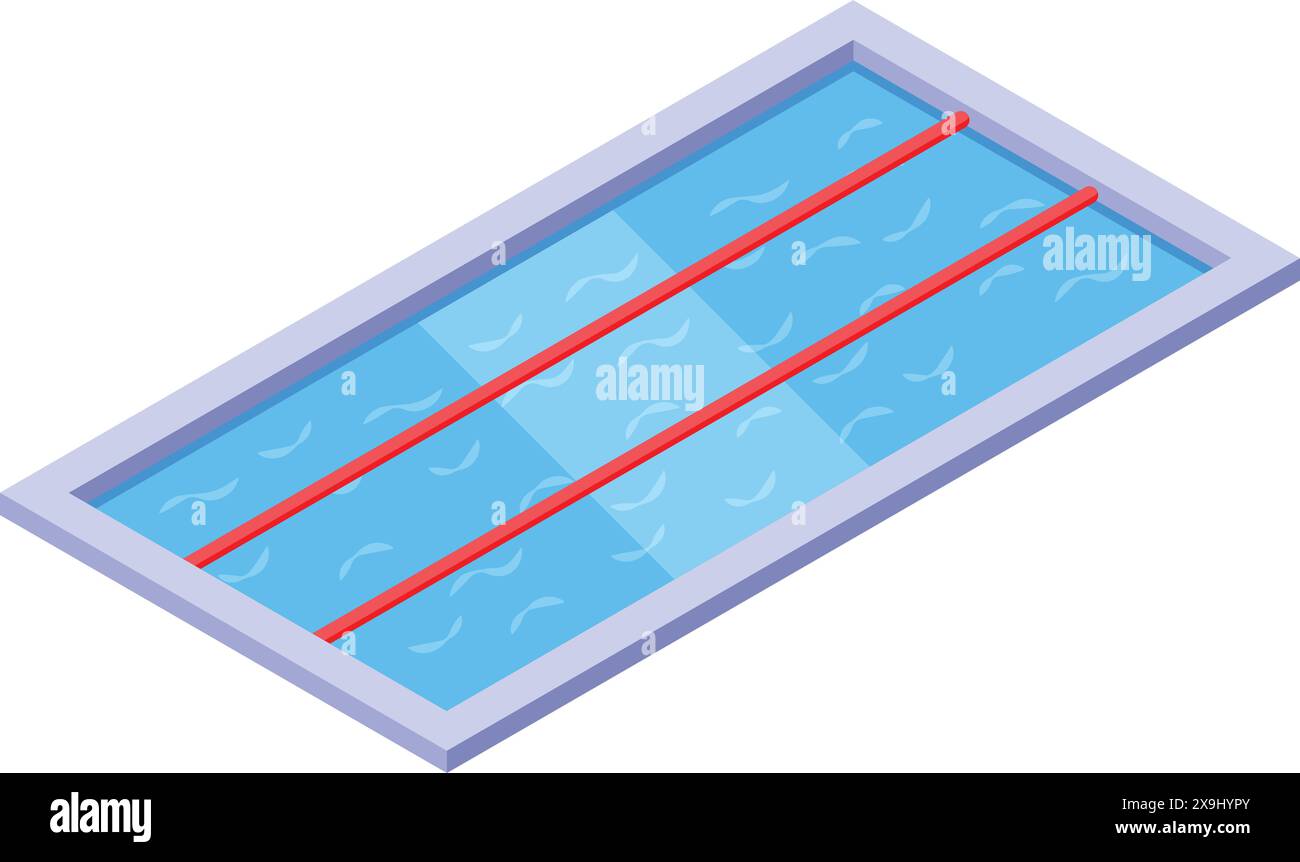 Isometric swimming pool illustration with lanes, dividers, and clear blue water vector graphic ...
