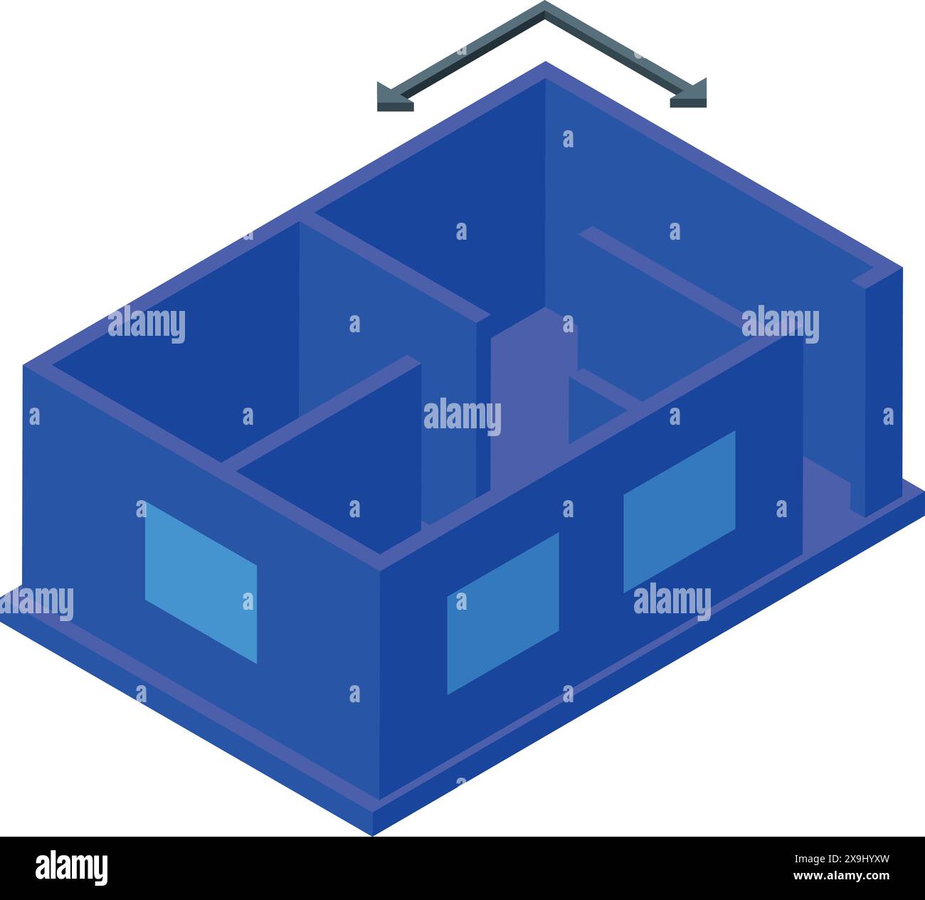 Minimalist isometric blue house design vector illustration for modern ...