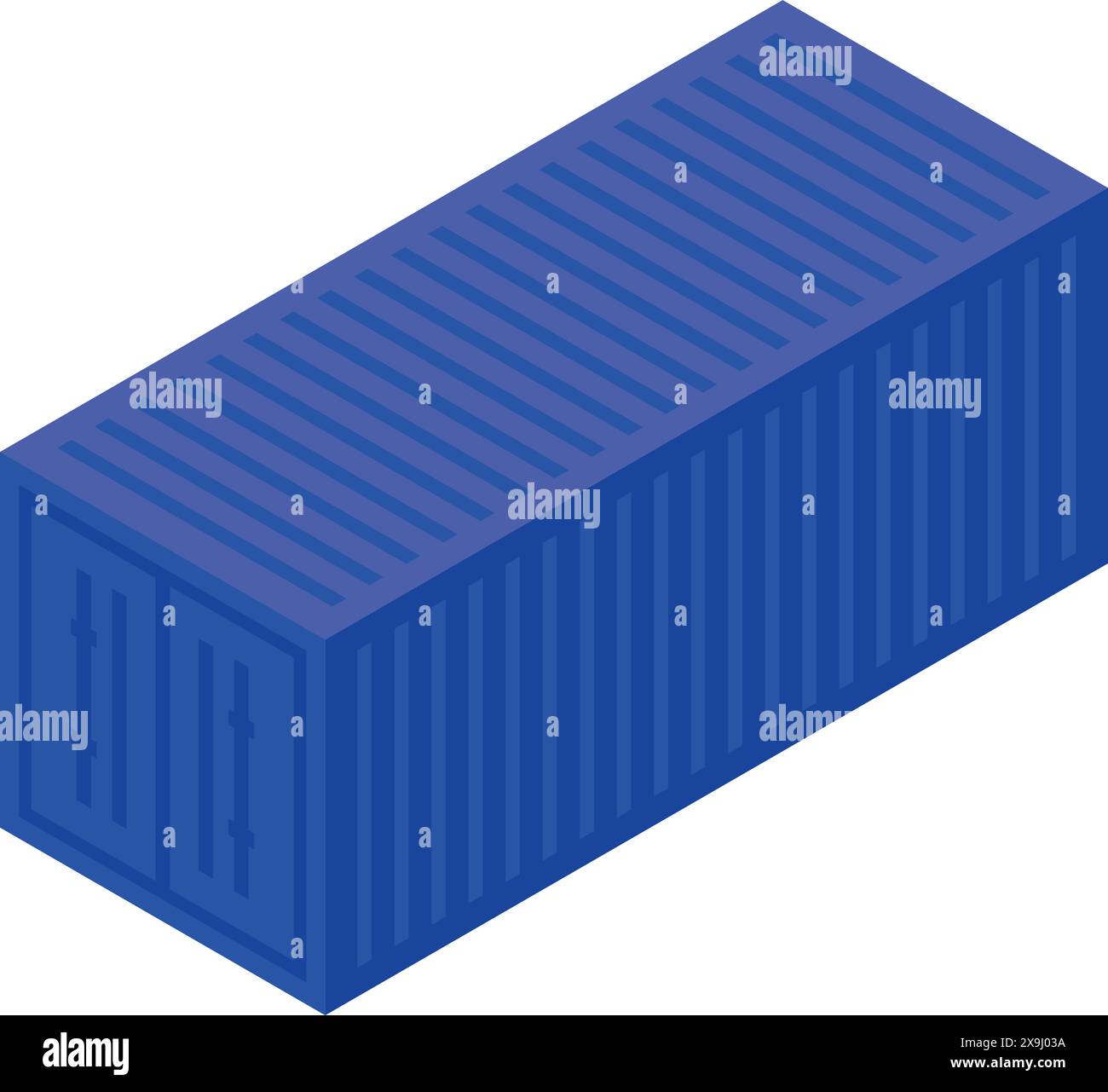 Vibrant isometric vector illustration of a standard blue shipping ...