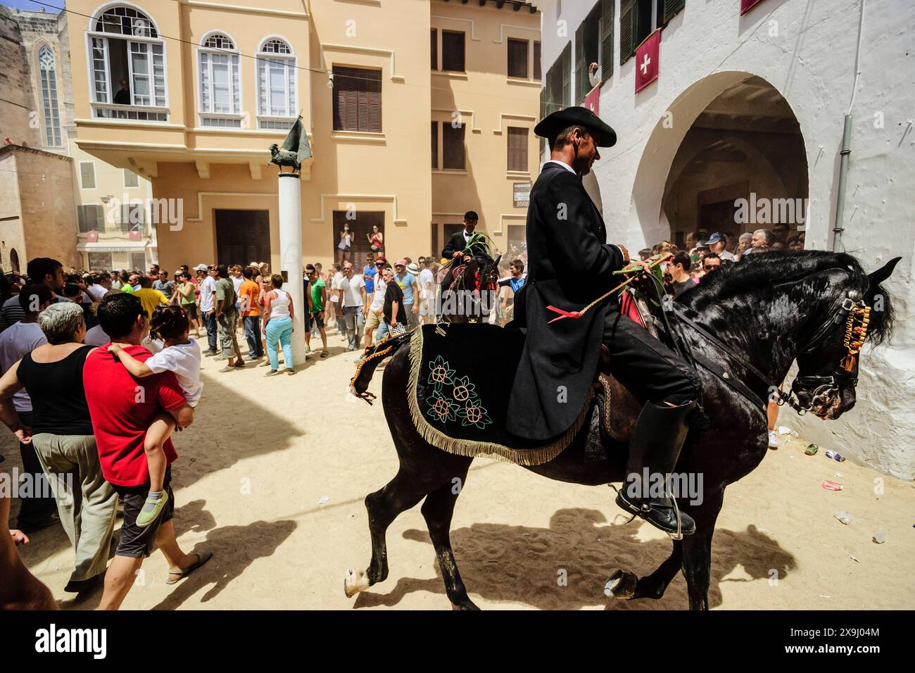 dancing horses, Des Bé square, Sant Joan festival, Ciutadella. Menorca ...