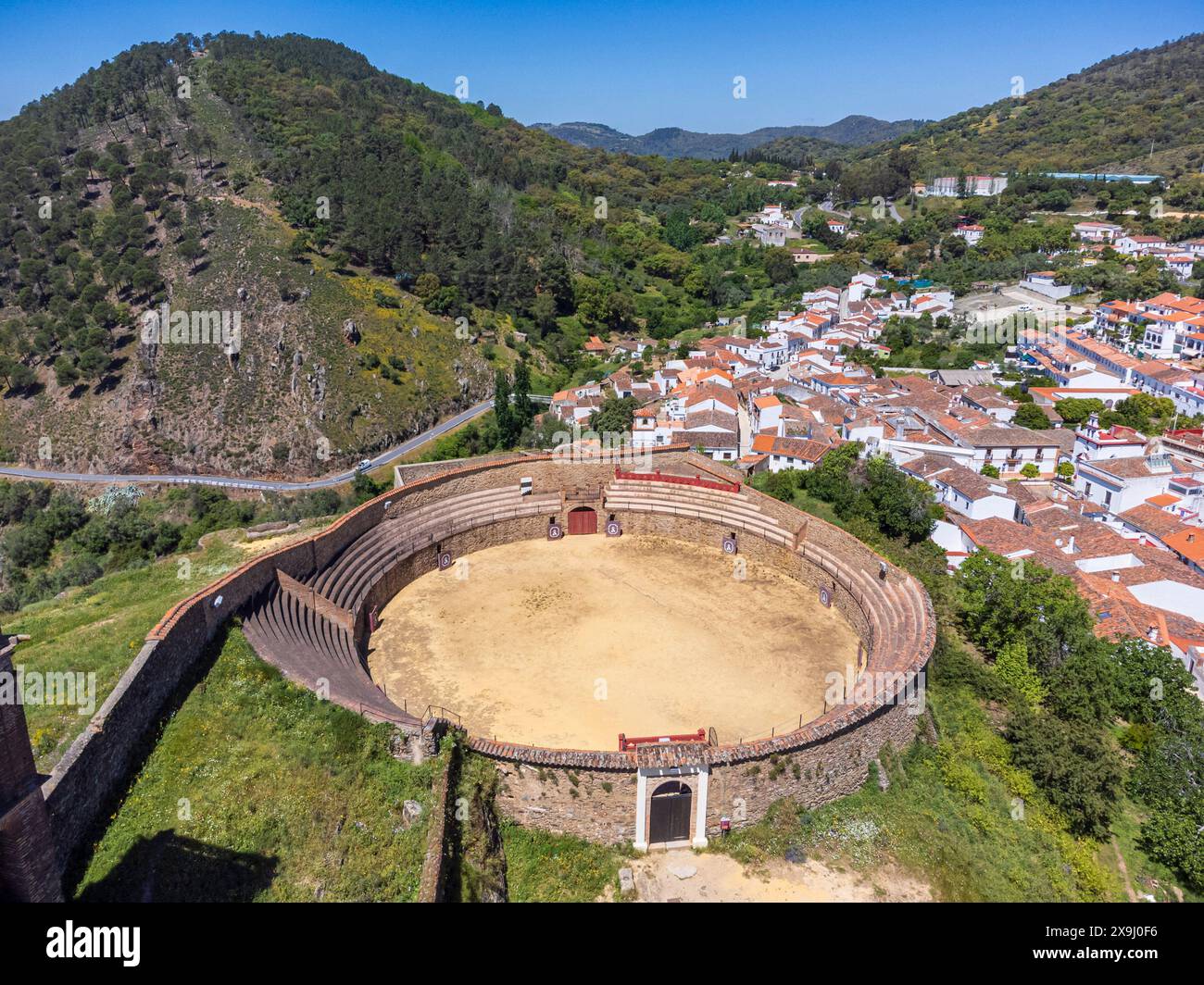 Almonaster bullring, Almonaster la Real, Huelva, Andalusia, Spain Stock ...