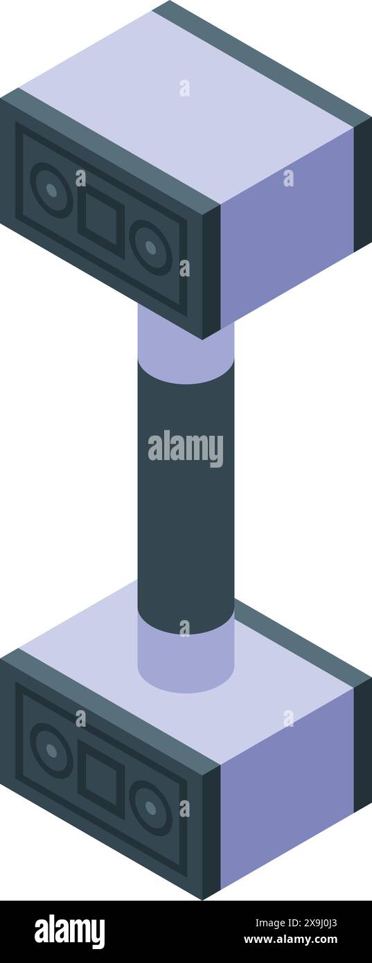 Vector illustration of a 3d isometric hammer with a metallic finish ...