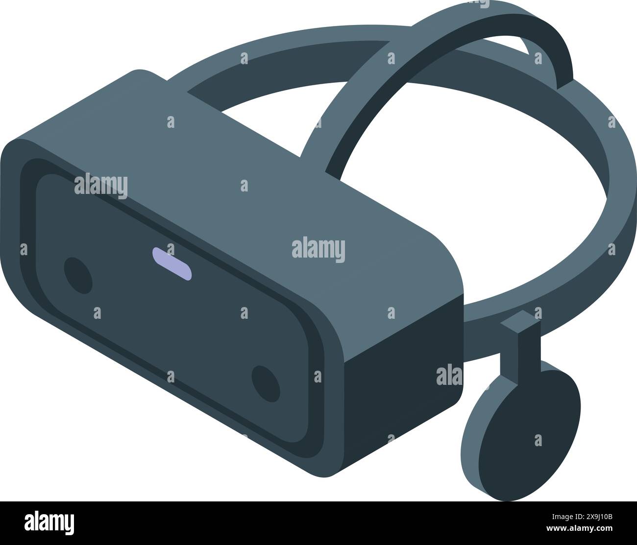 Isometric icon of a vr headset with a builtin microphone for immersive ... Isometric icon of a vr headset with a builtin microphone for immersive ...