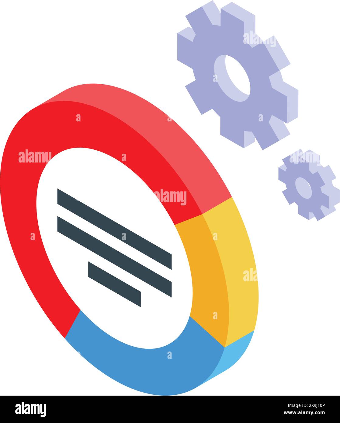 Digital illustration of a colorful magnet with two gears suggesting ...