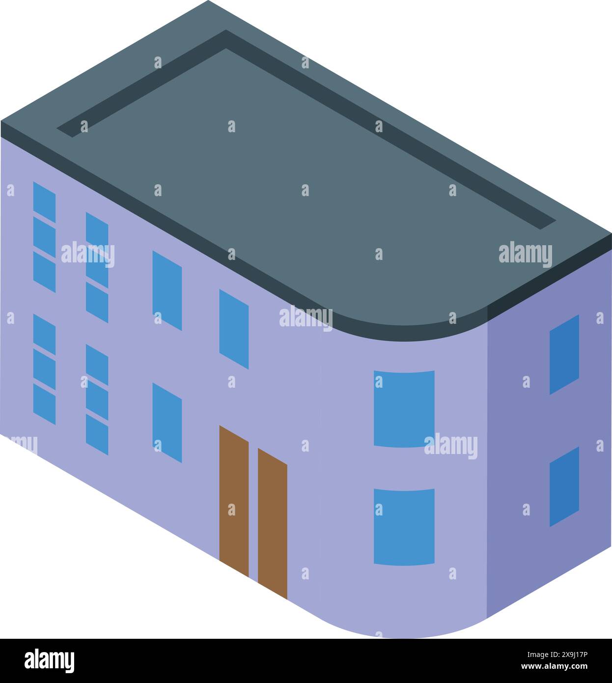 3d isometric vector graphic of a contemporary blue office structure ...