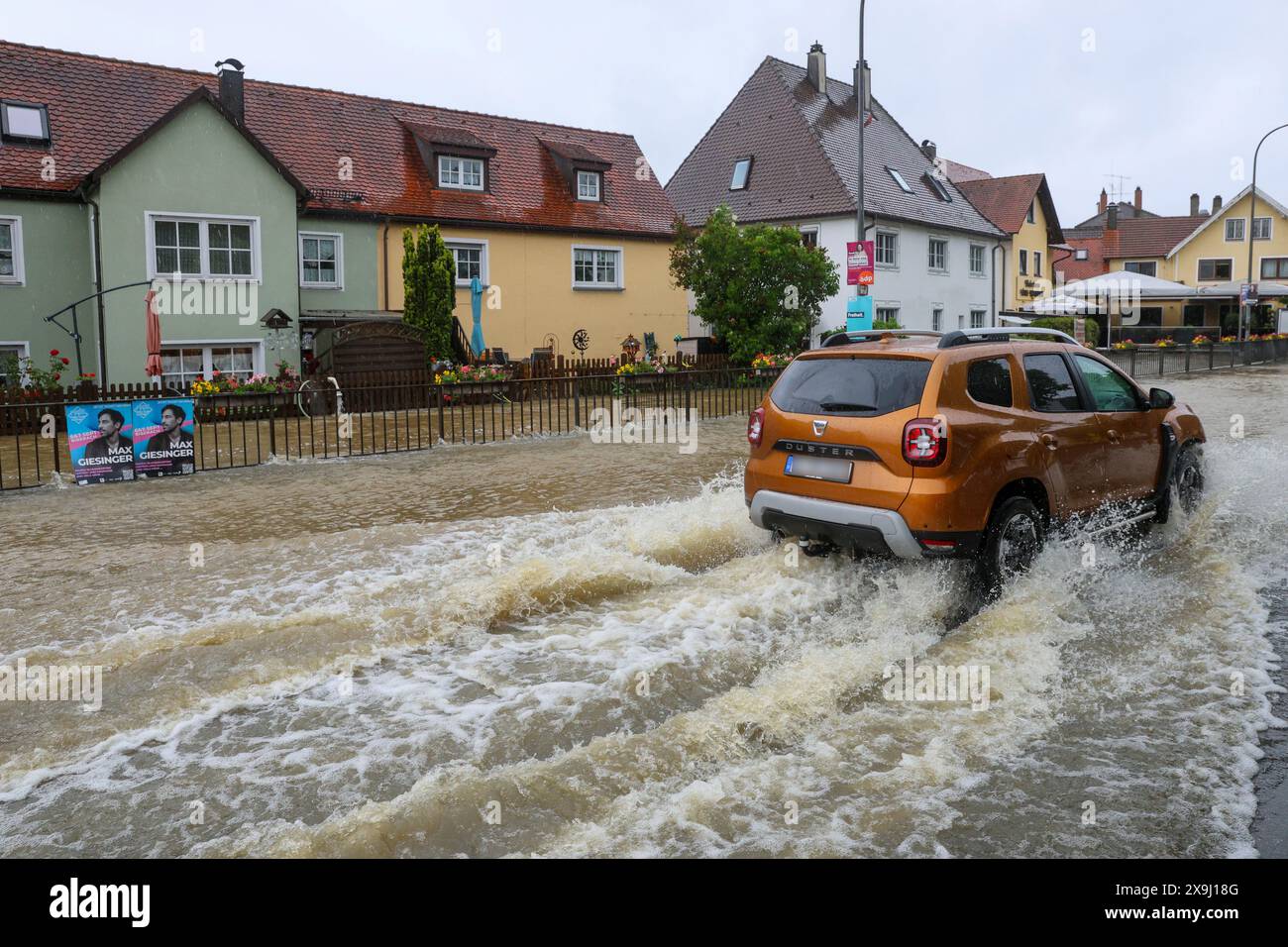 01 June 2024, Baden-Württemberg, Ochsenhausen: The B312 in Ochsenhausen ...