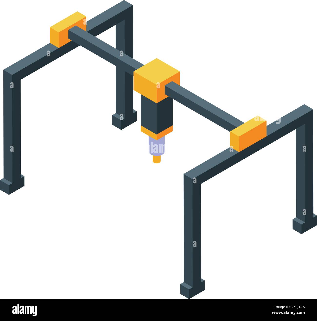 Vector illustration of an isometric robotic arm used in manufacturing ...