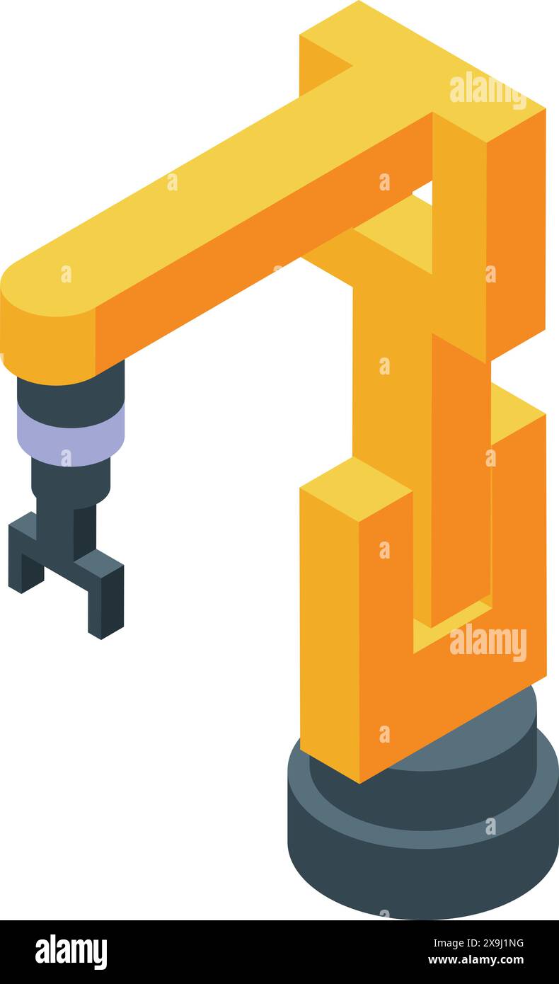 Vector illustration of a 3d isometric robotic arm used for automation ...