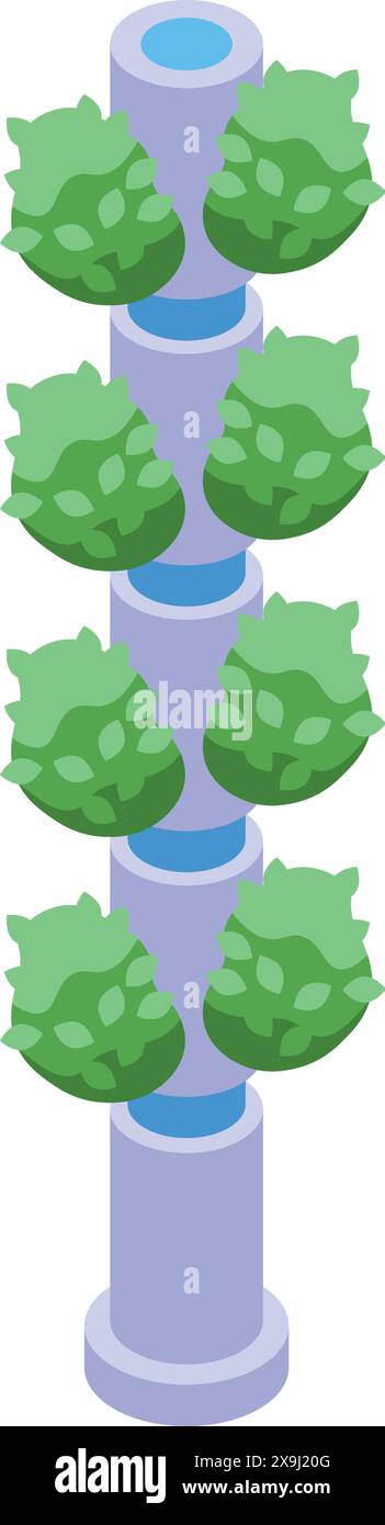 Vector graphic of a vertical hydroponic farming system with lush green ...