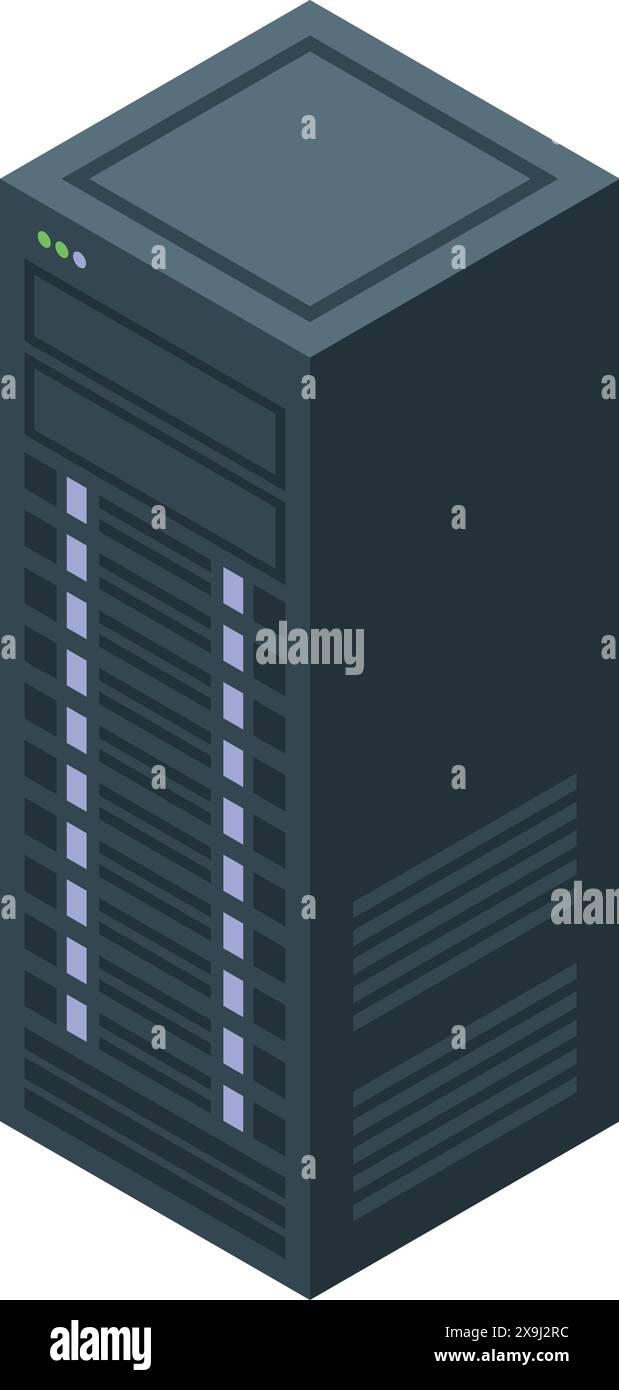 Detailed isometric illustration of a modern server rack in a data ...