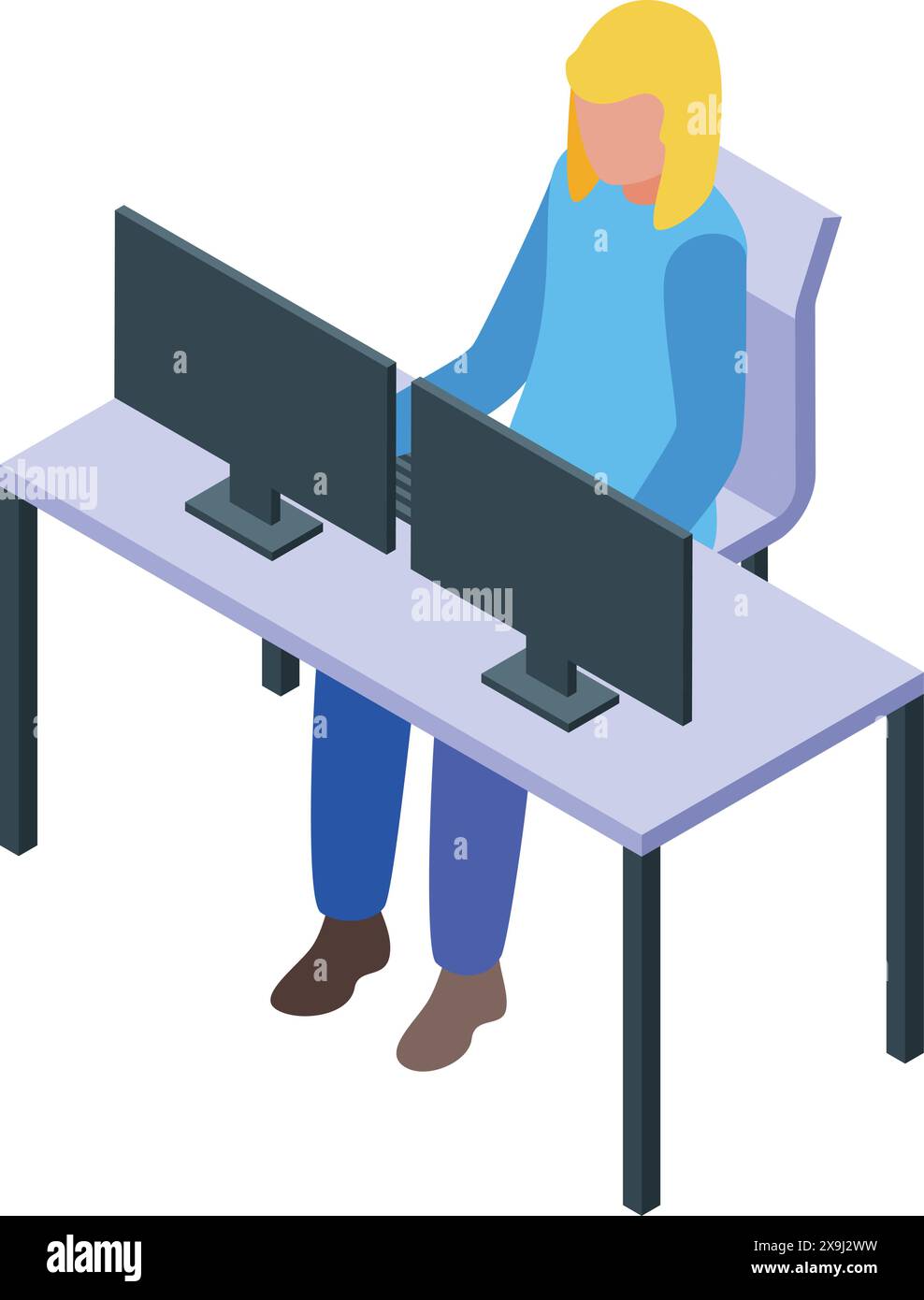 Dual screen computer Stock Vector Images - Alamy