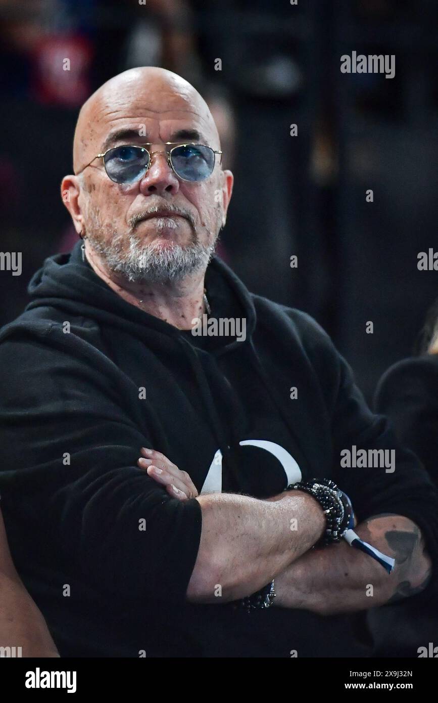 French singer Pascal Obispo attends the Liqui Moly Starligue handball ...