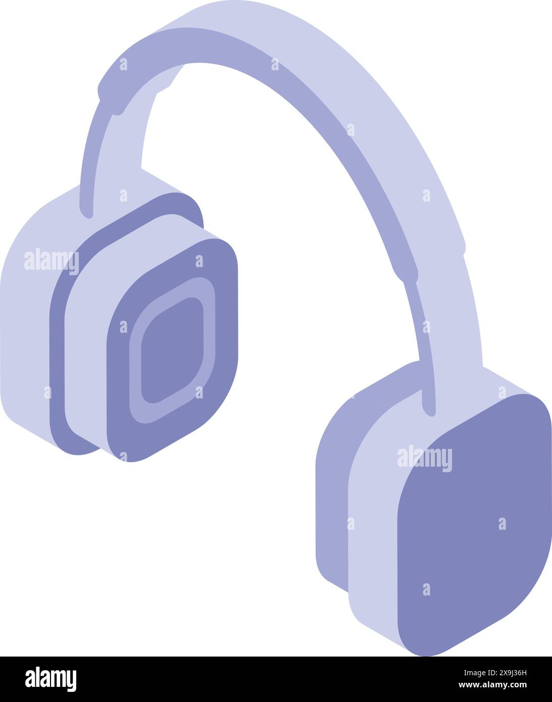 Stylish isometric purple headphones illustration in minimalist design ...