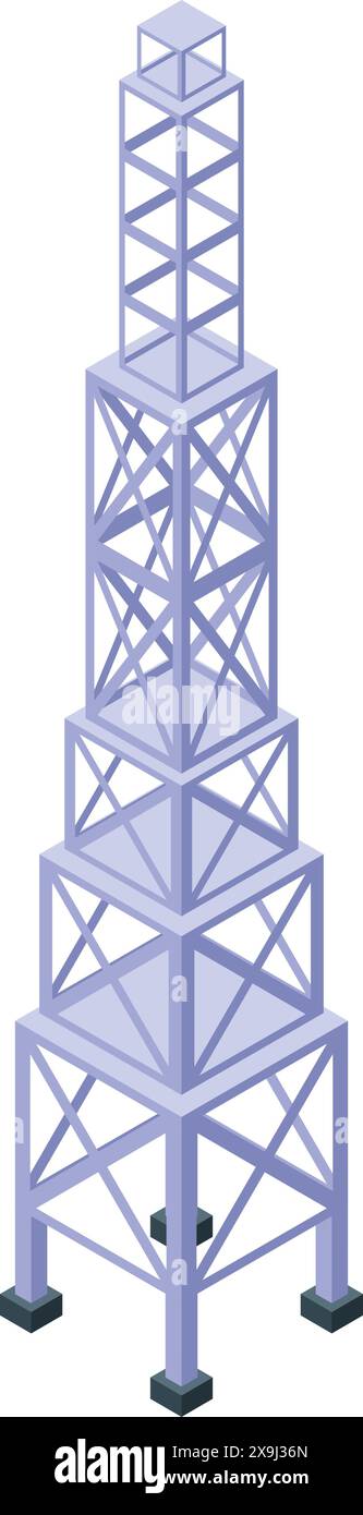 Detailed isometric communication tower illustration with vector ...