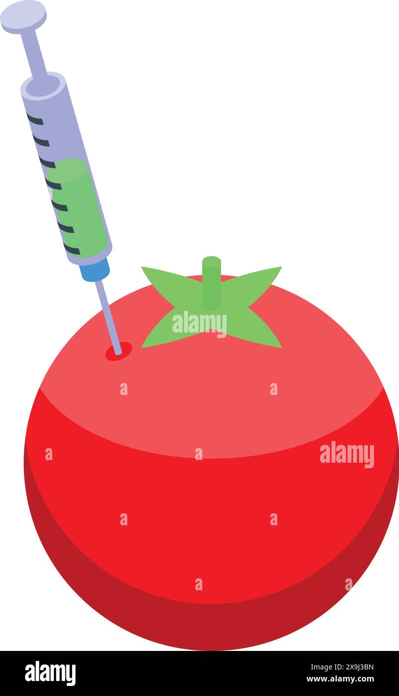 Stylized illustration depicting a syringe injecting a green substance ...