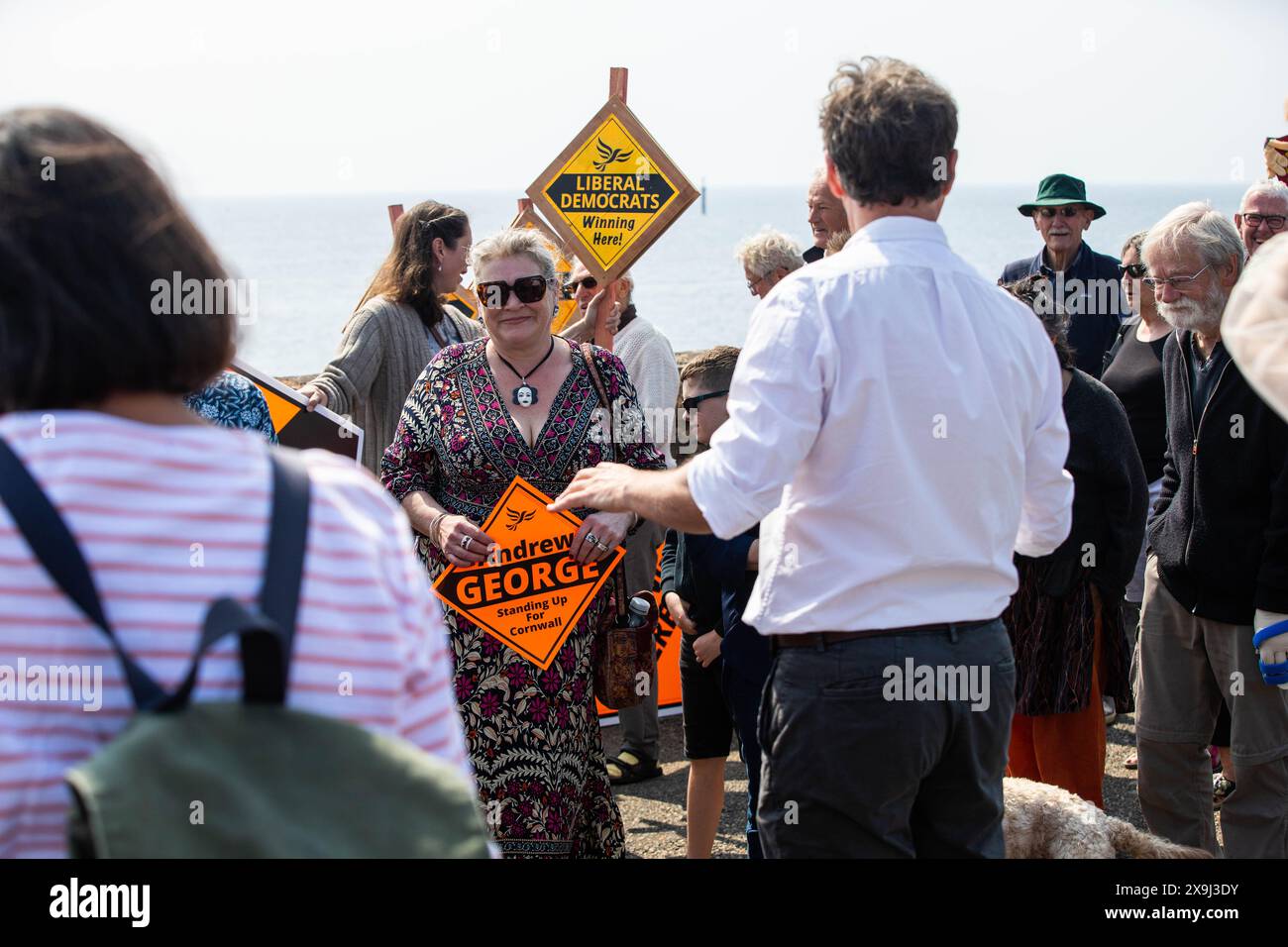 Penzance, UK. 1st June, 2024. Liberal Democrat candidate Andrew George ...