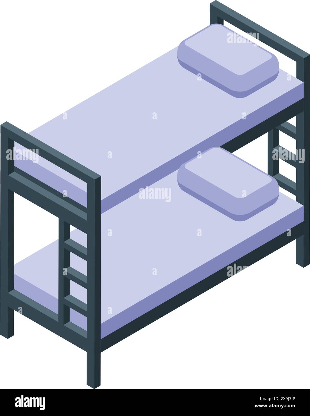 Isometric bunk bed illustration with modern furniture and cozy pillow ...
