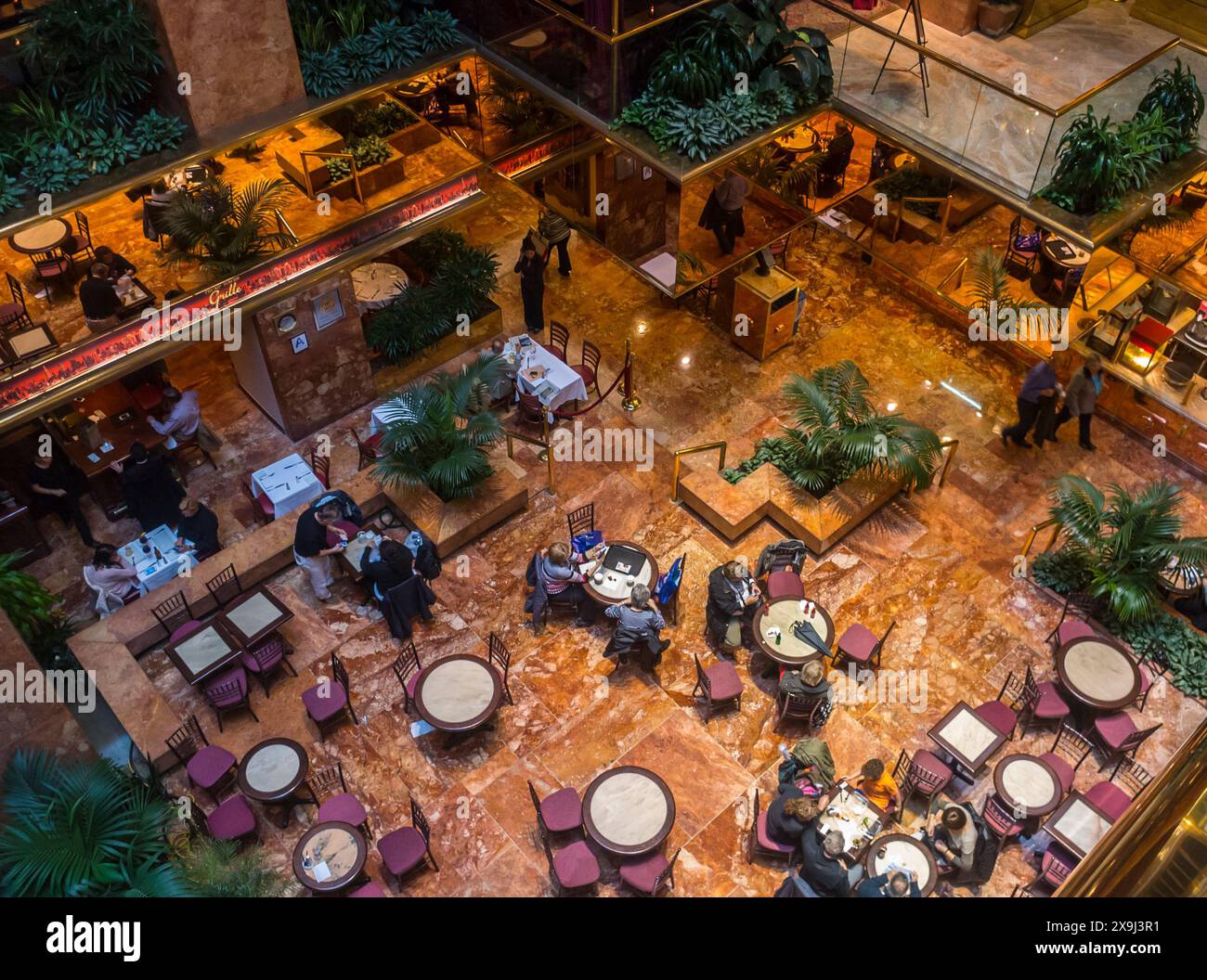 New York City, NY, Aerial View, Crowd People Sharing Drinks at Tables ...