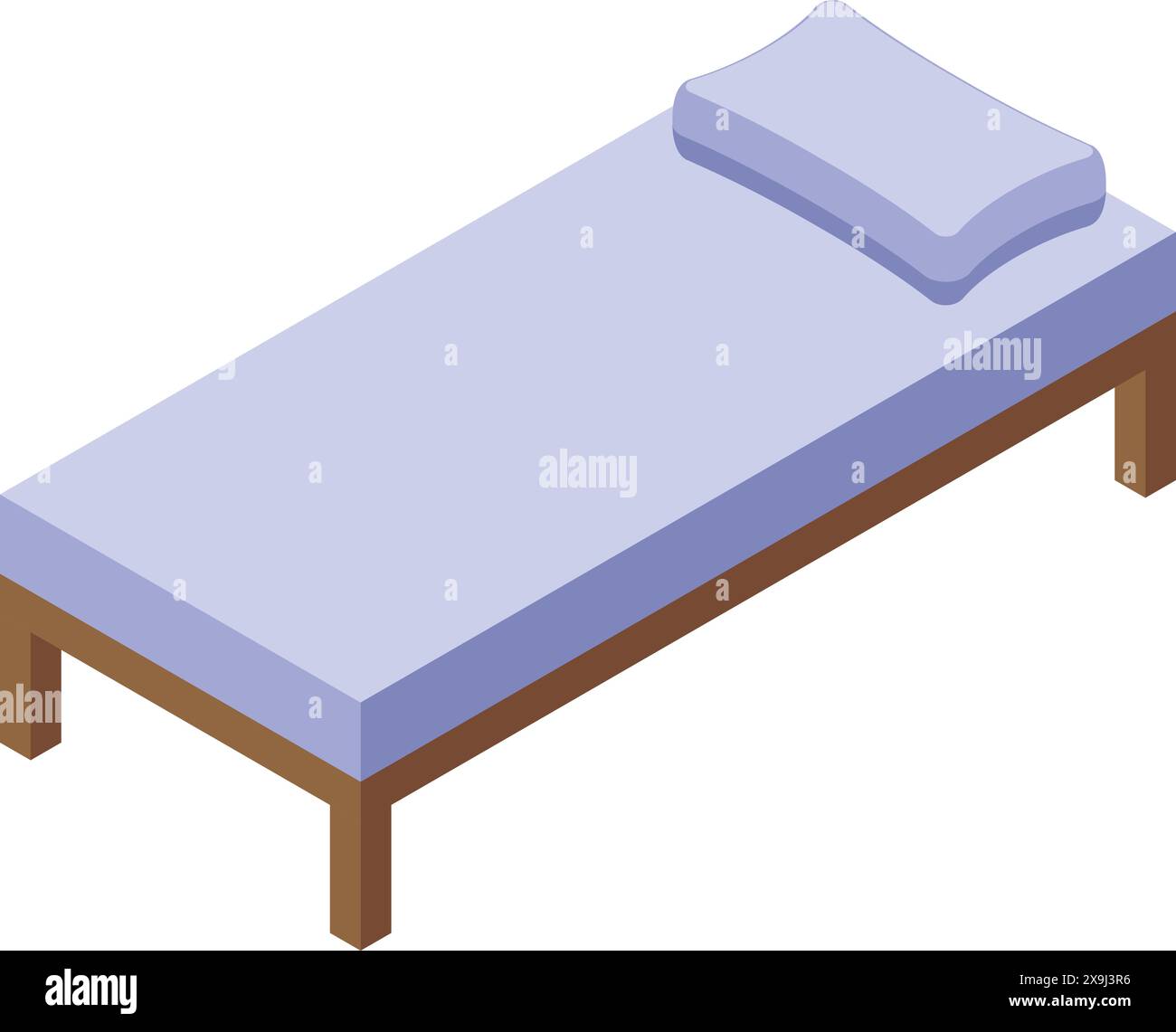 Detailed isometric rendering of a single bed with a white pillow ...