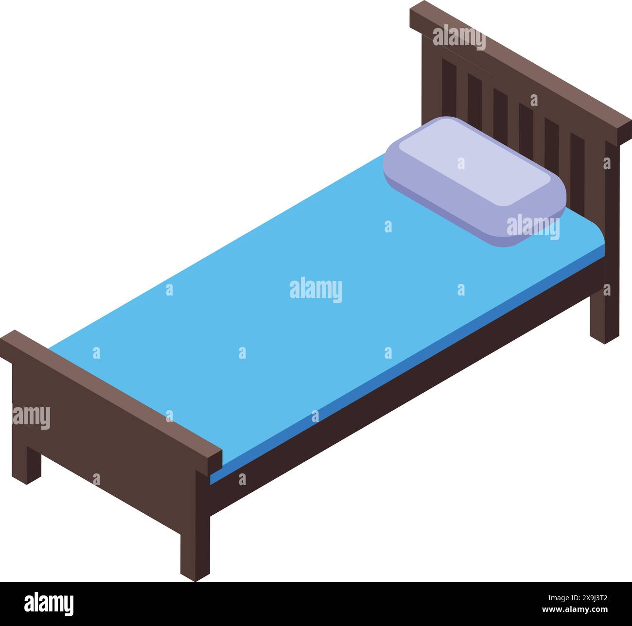 Isometric single bed illustration with modern. Stylish. And ...