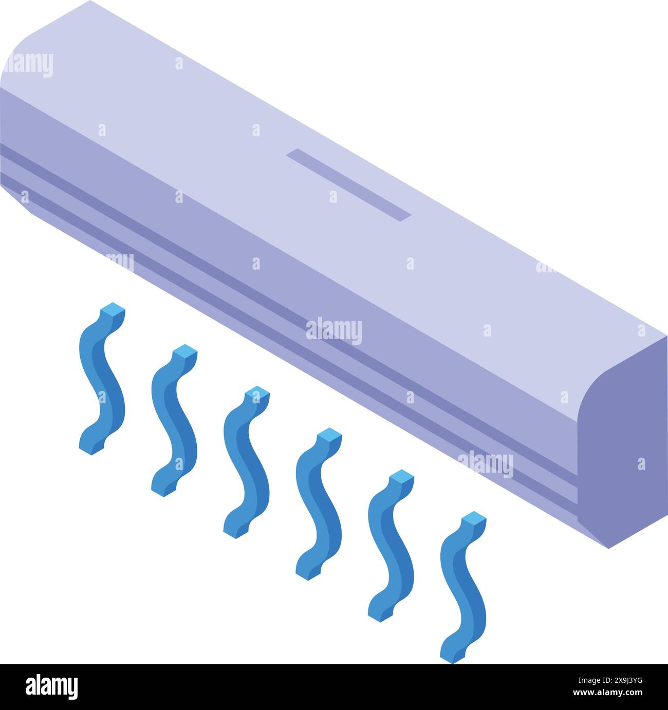 Isometric vector illustration of a modern air conditioner emitting cold ...