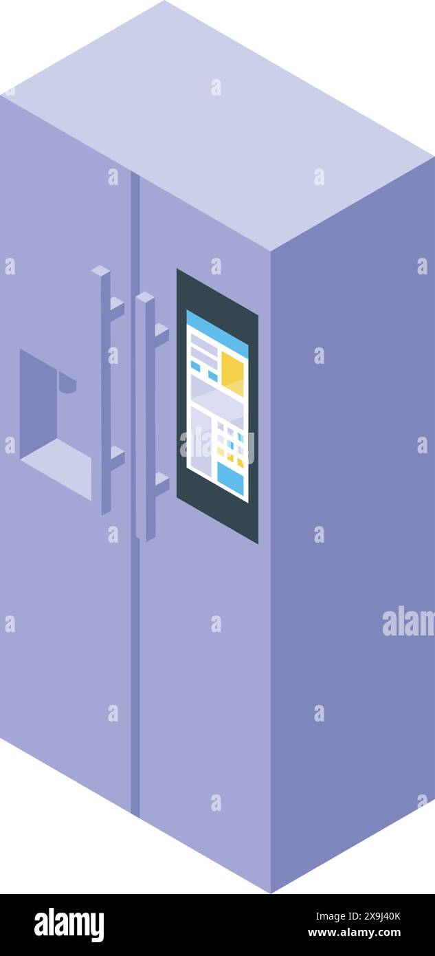 Isometric smart refrigerator illustration with modern technology and ...