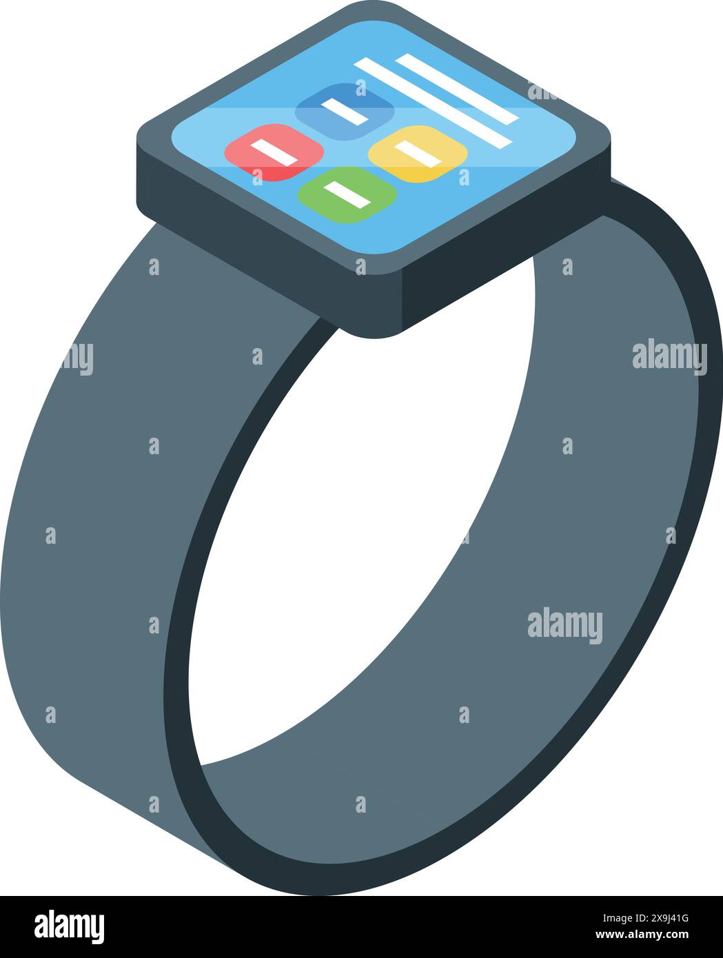 Modern isometric smartwatch wearable technology illustration with ...