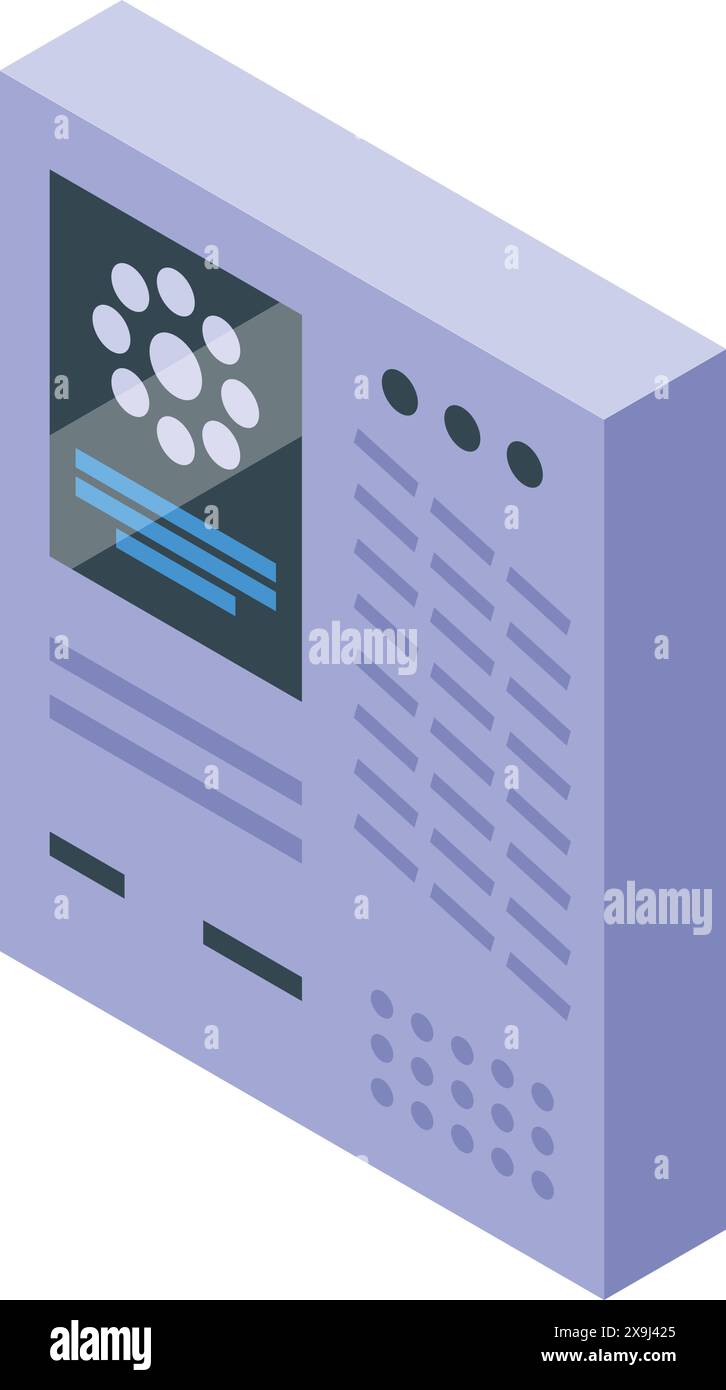 Digitally rendered isometric illustration of a modern computer server ...