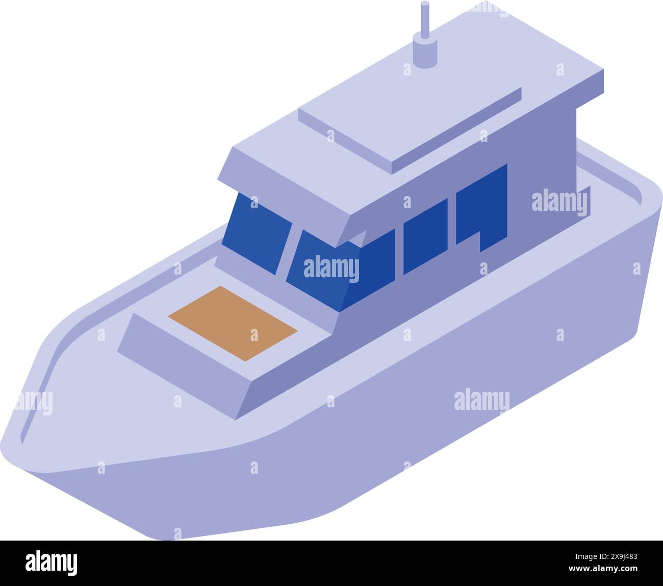Modern isometric vector illustration of a luxury motorboat on a white ...