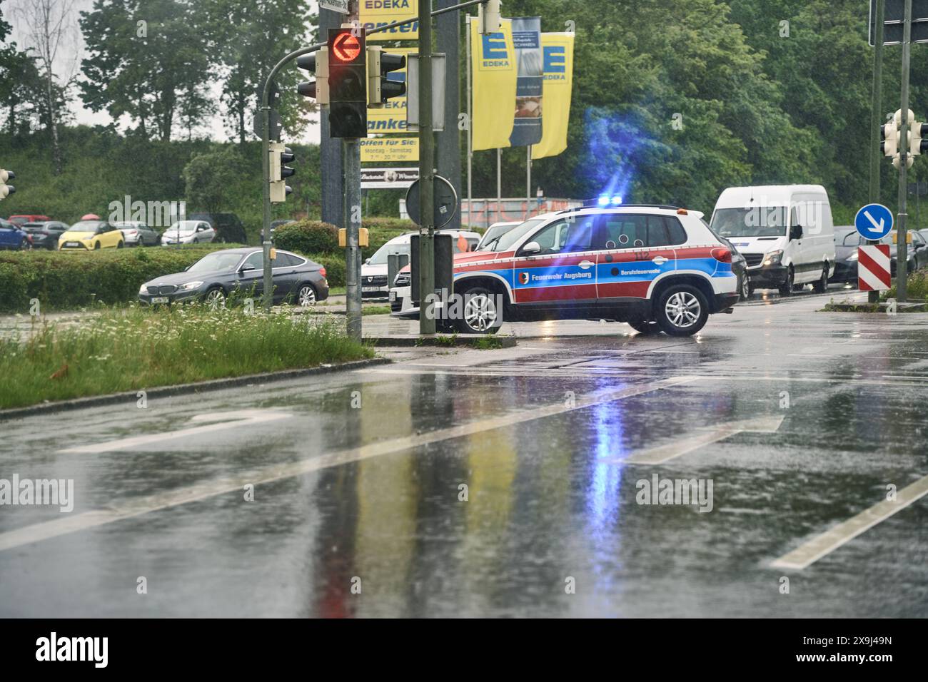 District of Augsburg, Swabia, Bavaria, Germany - June 1, 2024: Flood ...